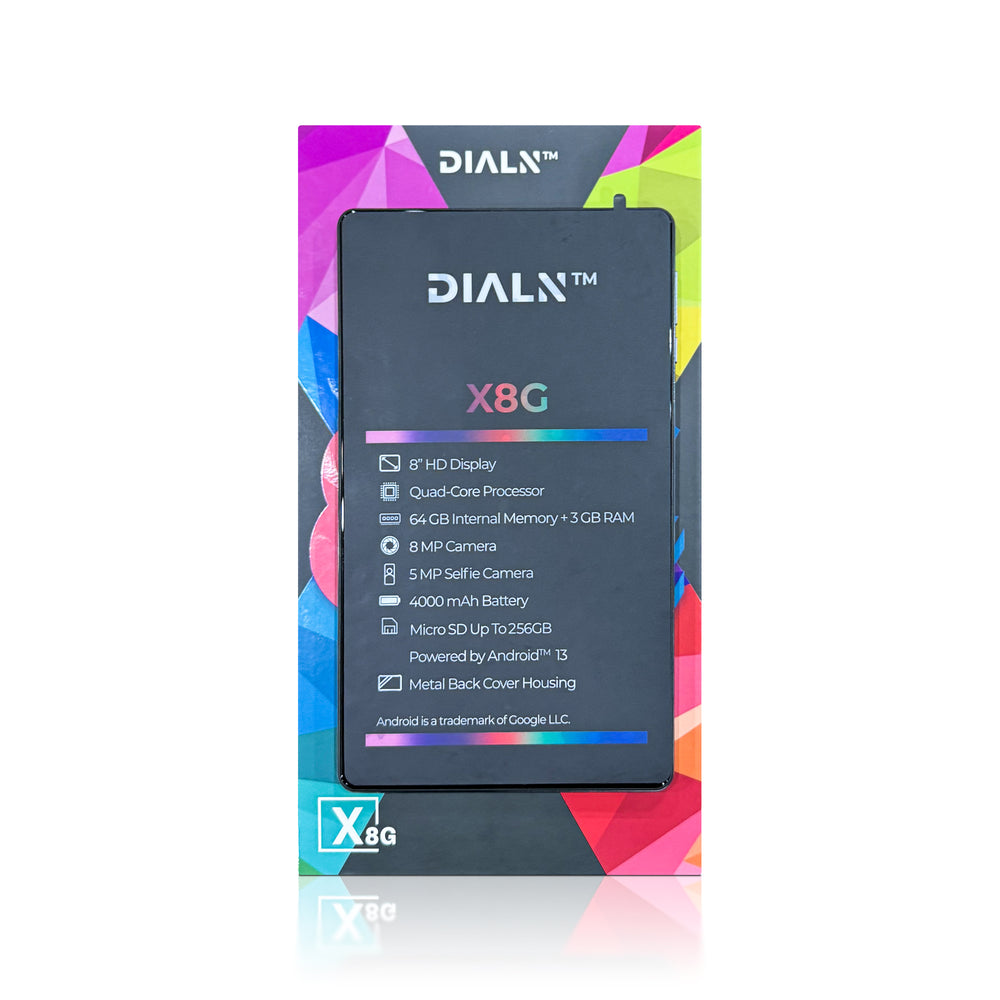 DIALN X8G Android 13 Tablet (WIFI + T-Mobile Cellular Only) - 8" HD+ D